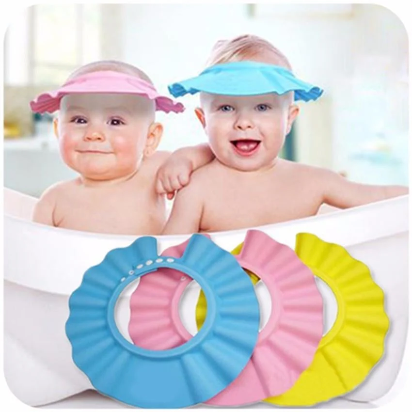 Baby Shower Cap Bath Silicone Waterproof Cap Shampoo Shield Visor Hat ...
